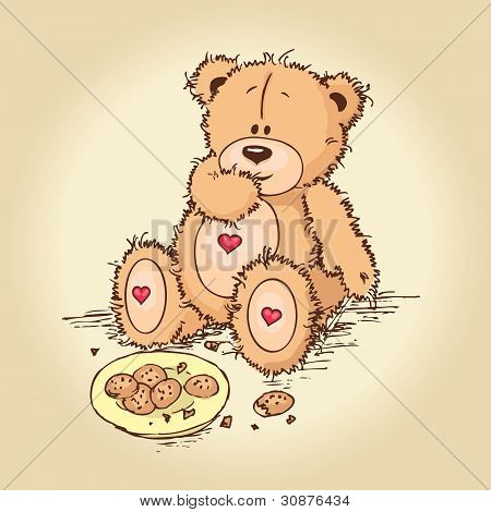 teddy bear eating cookies Stock Vector & Stock Photos | Bigstock