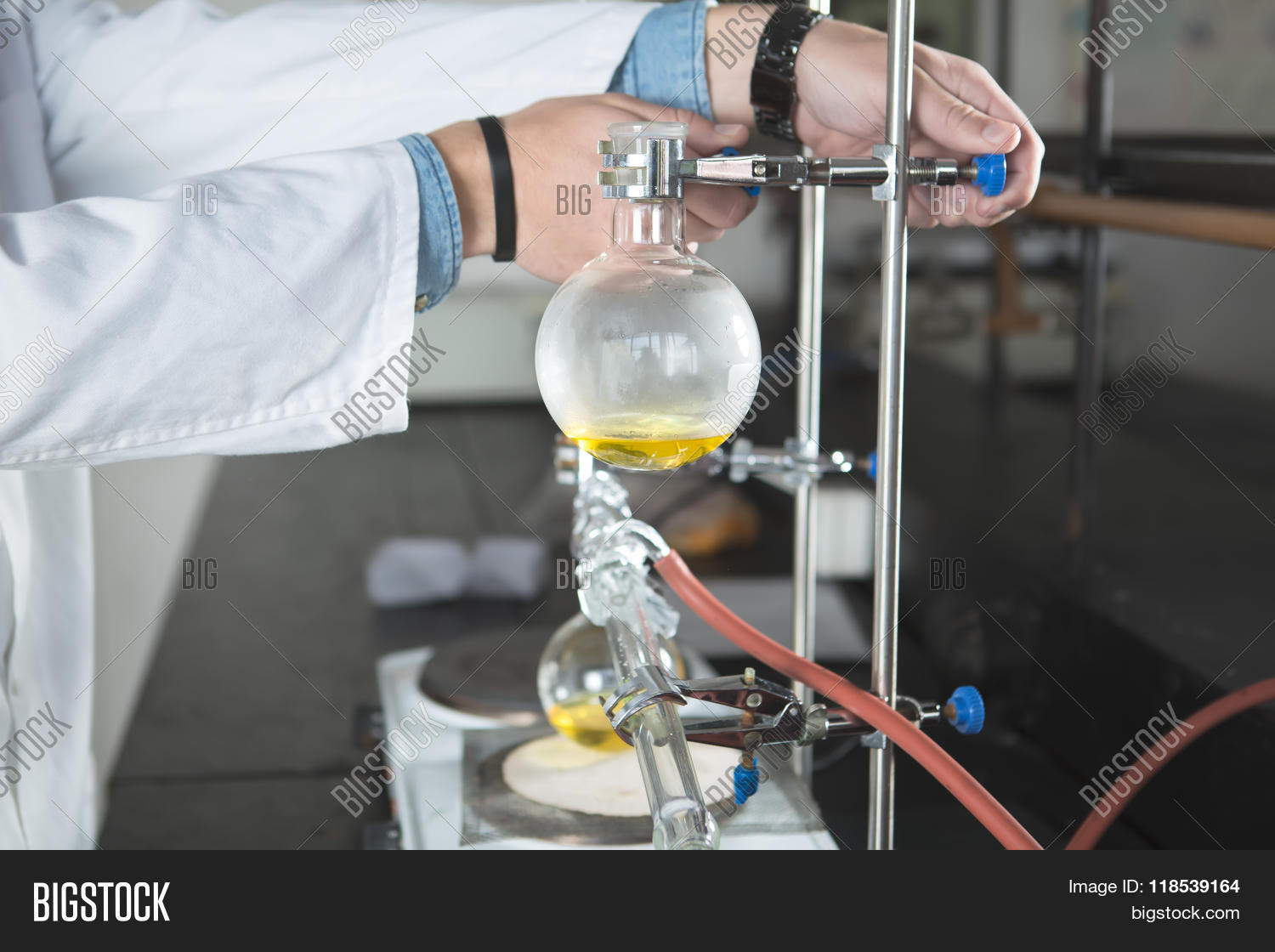 Soxhlet Extractor.Percolator-boiler and reflux.Filter paper thimble ...