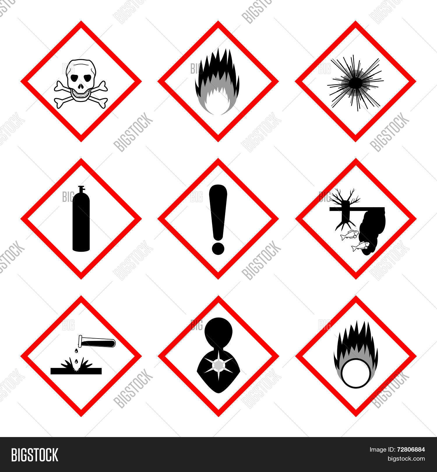 Warning Labels Chemicals - Icon Vector & Photo | Bigstock