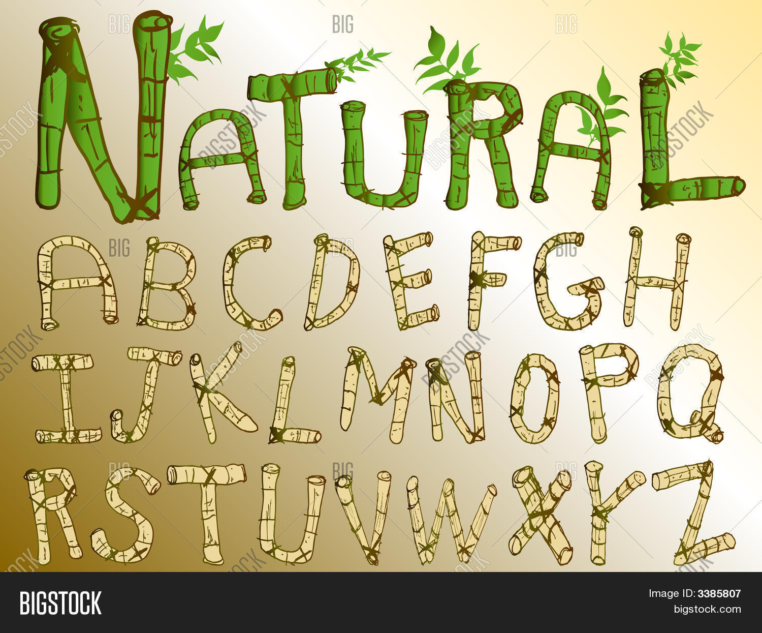 Natural Bamboo Font Set Image & Photo | Bigstock