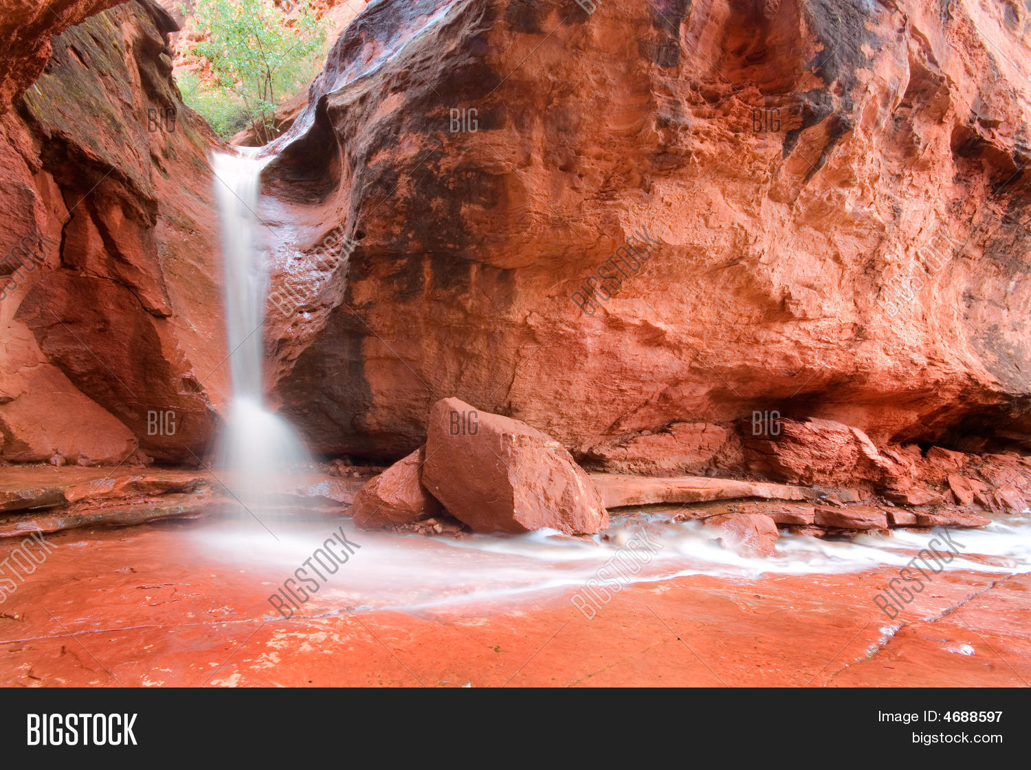 Red Rock Desert Waterfall Image & Photo | Bigstock