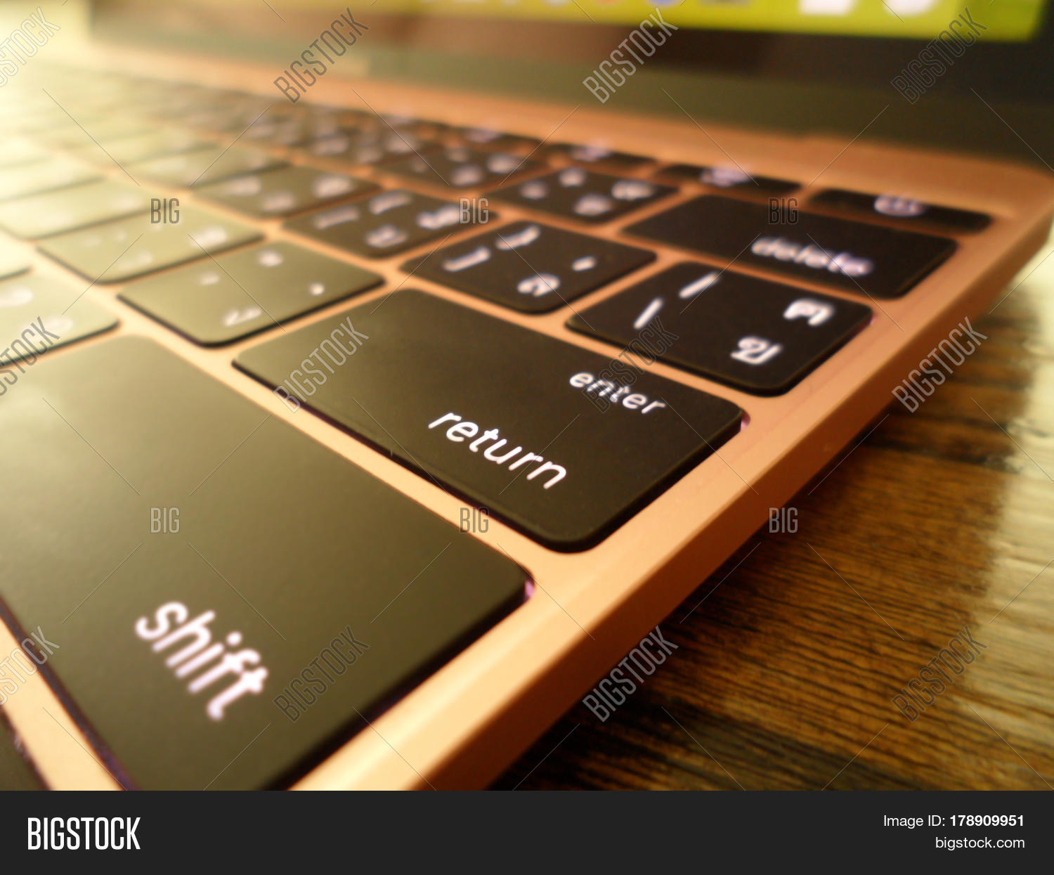 Close up of return key from a laptop,Selective Focus on the enter ...