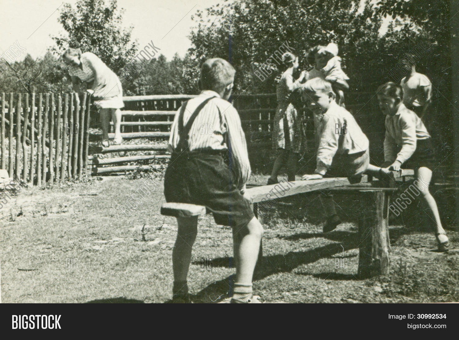 Vintage photo of children playing outdoor (fifties) Stock Photo & Stock ...