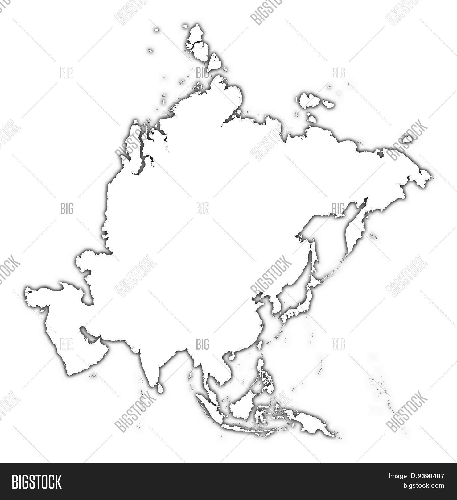 Imagen y foto Mapa De Contorno De Asia Con Sombra | Bigstock