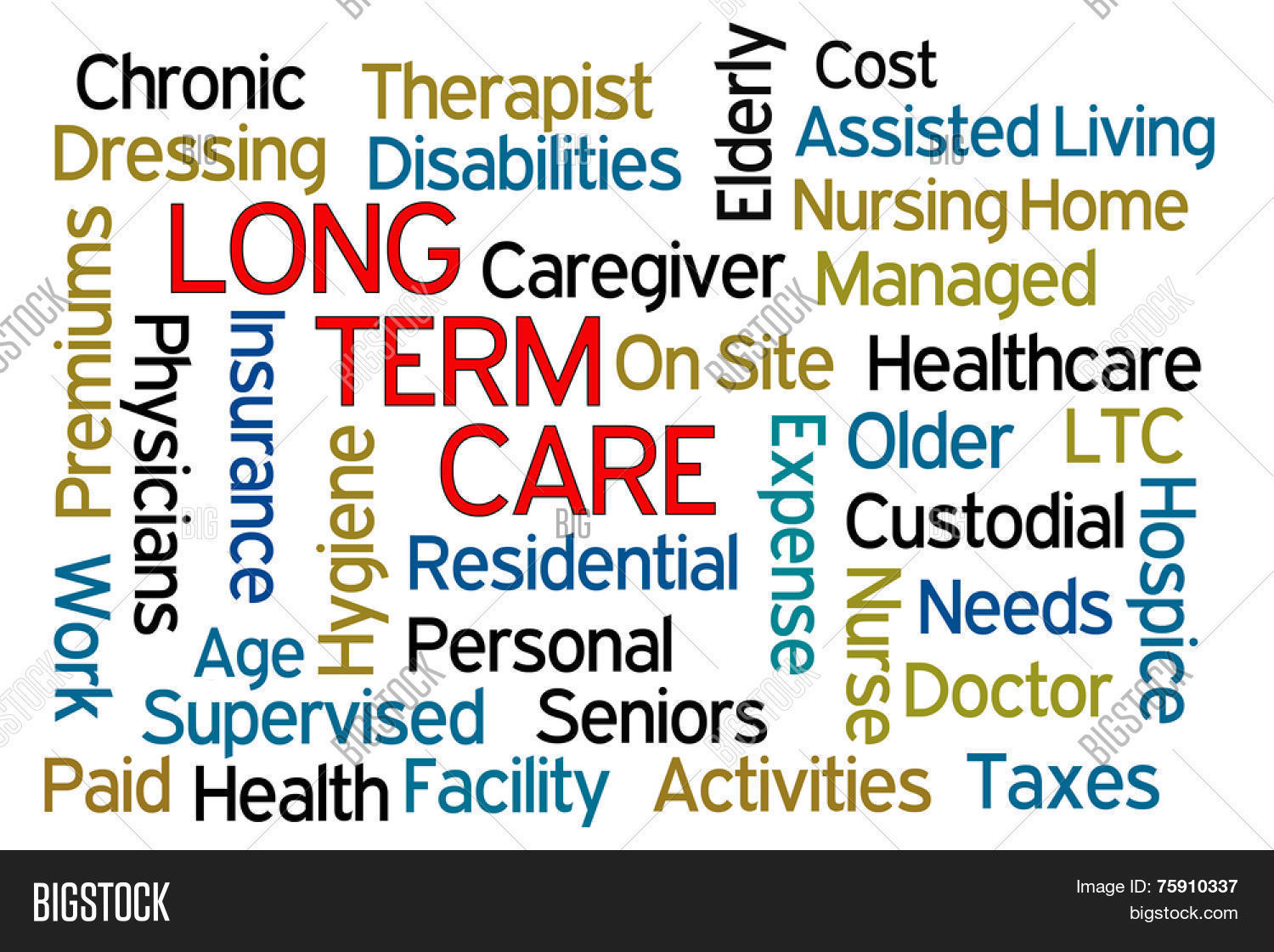 Long Term Care word cloud on white background Stock Photo & Stock ...
